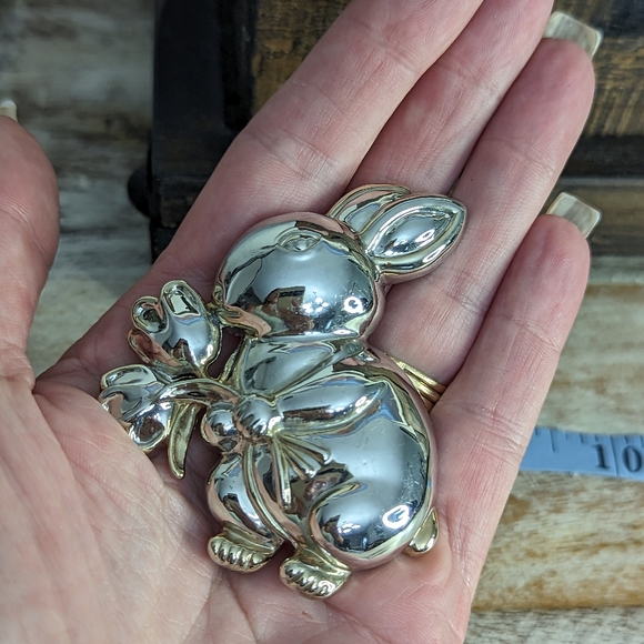 M.J | Jewelry | Vintage M J Bunny Broochpendant Silver And Gold Tone ...